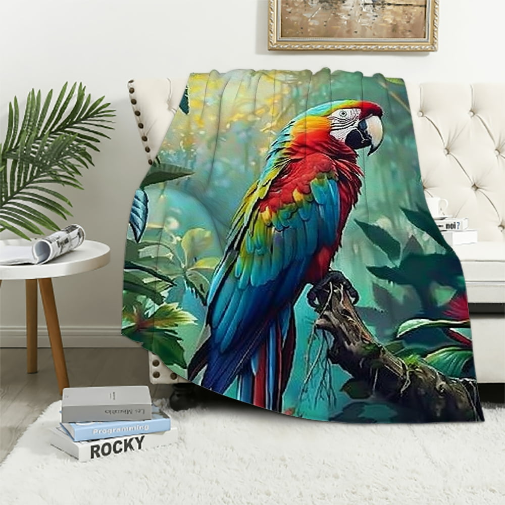 Autua Parrot Branch Jungle Flannel Material Blanket Lightweight Blanket ...