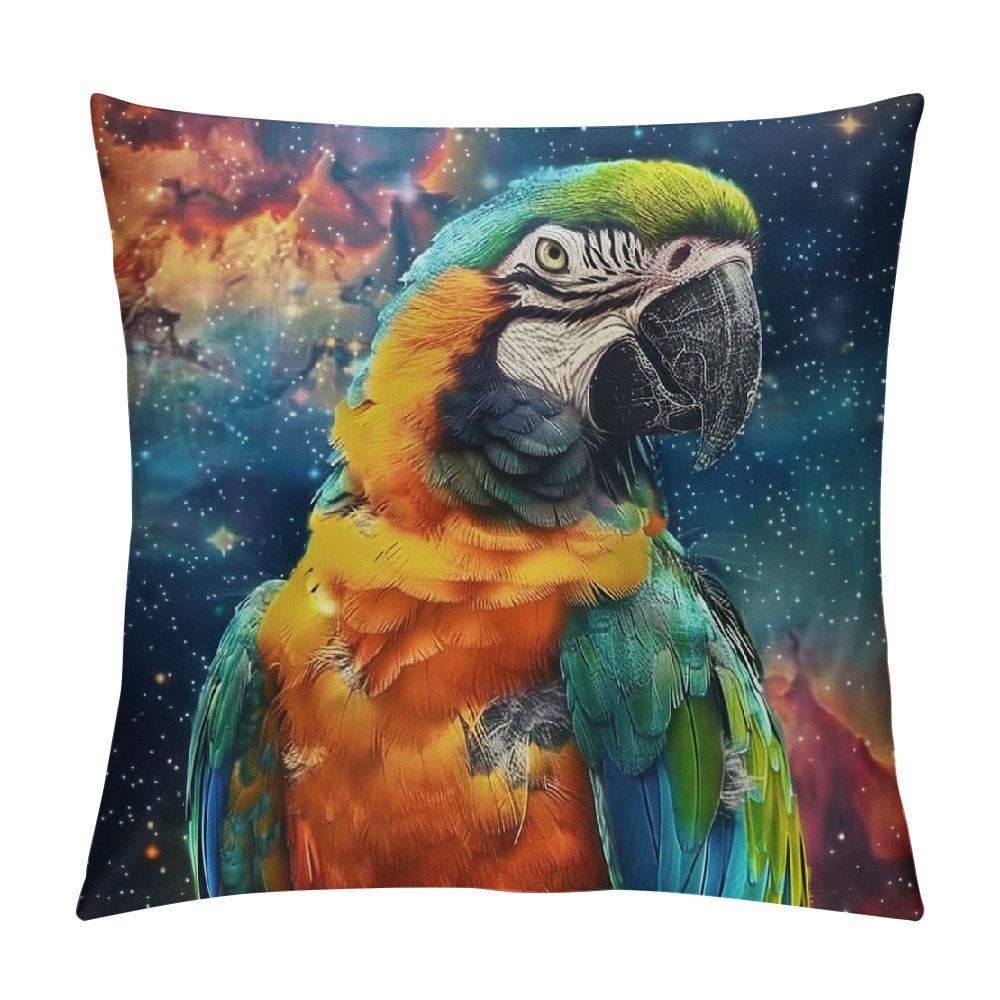 Autua Parrot Galaxy Digital Art Decorative Throw Pillow Cover for Home ...