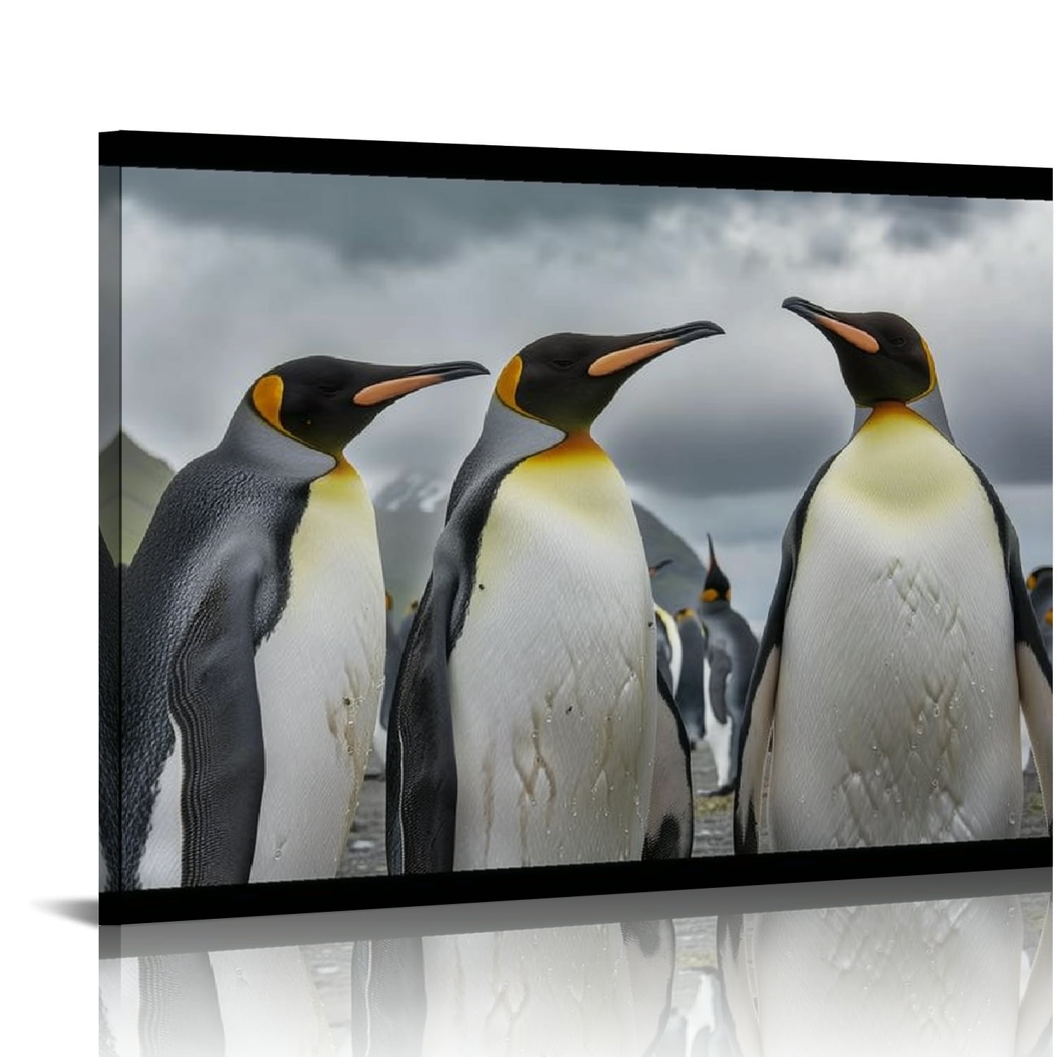 Autua Penguins Beach Cloudy Sky Wall Decor Canvas Art Print for Living ...
