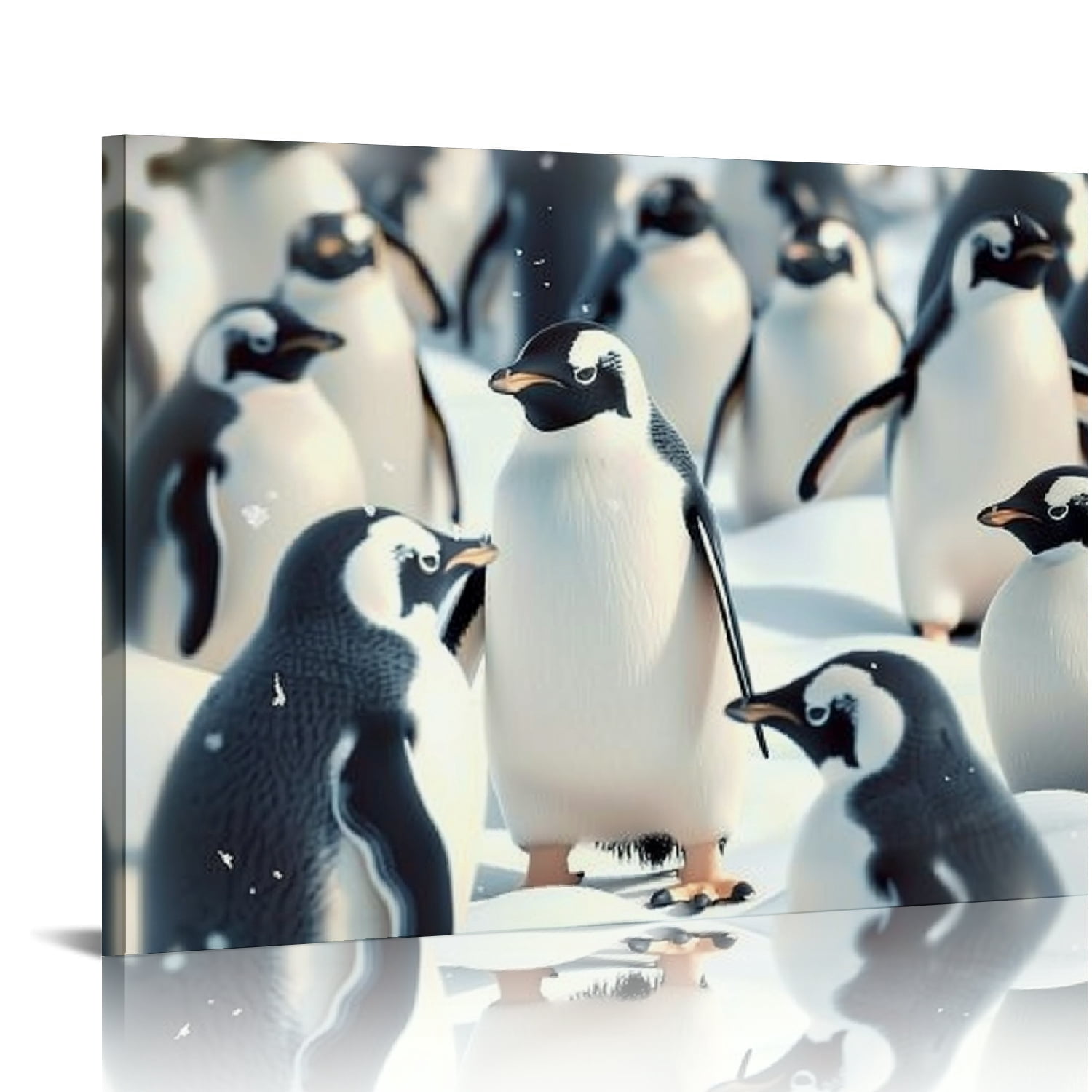 Autua Penguins Snow Group Art Modern Canvas Prints Wall Decor 20x16in ...