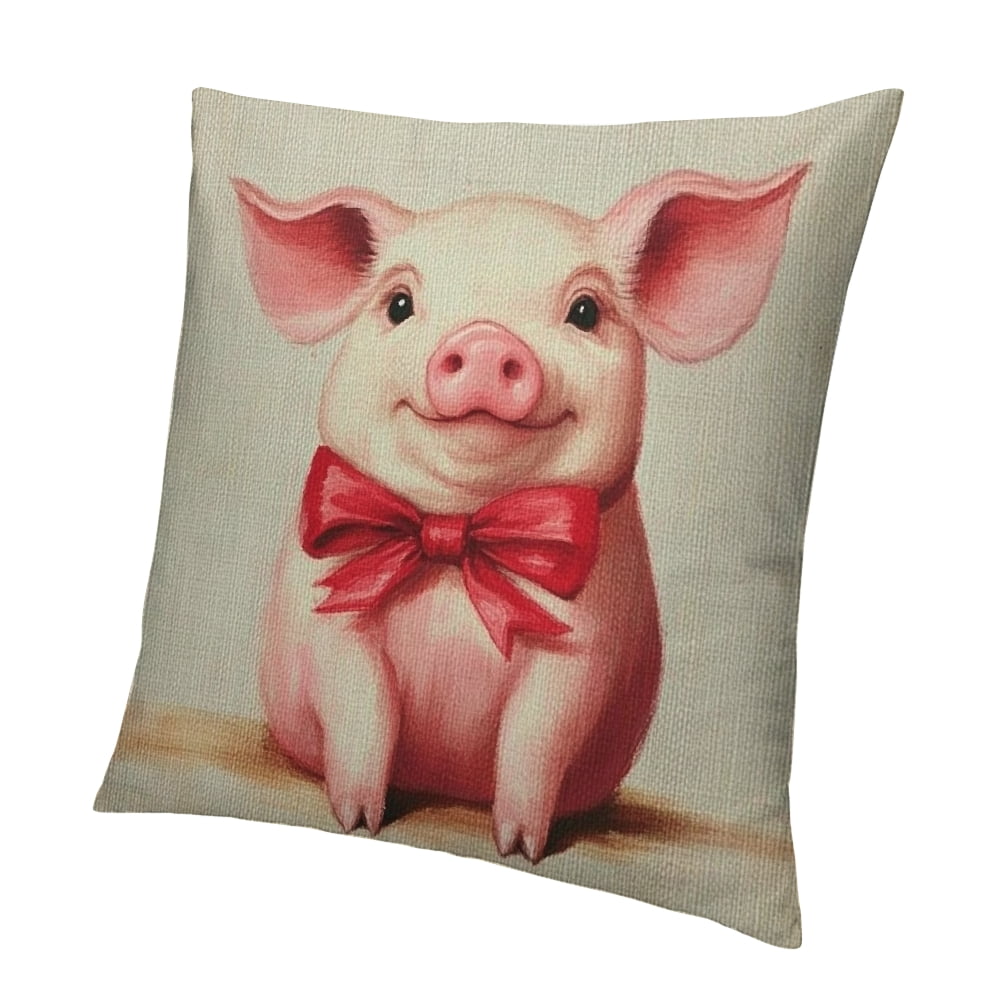 Autua Pig throwing pillowcase funny cartoon pig wearing red bandana ...