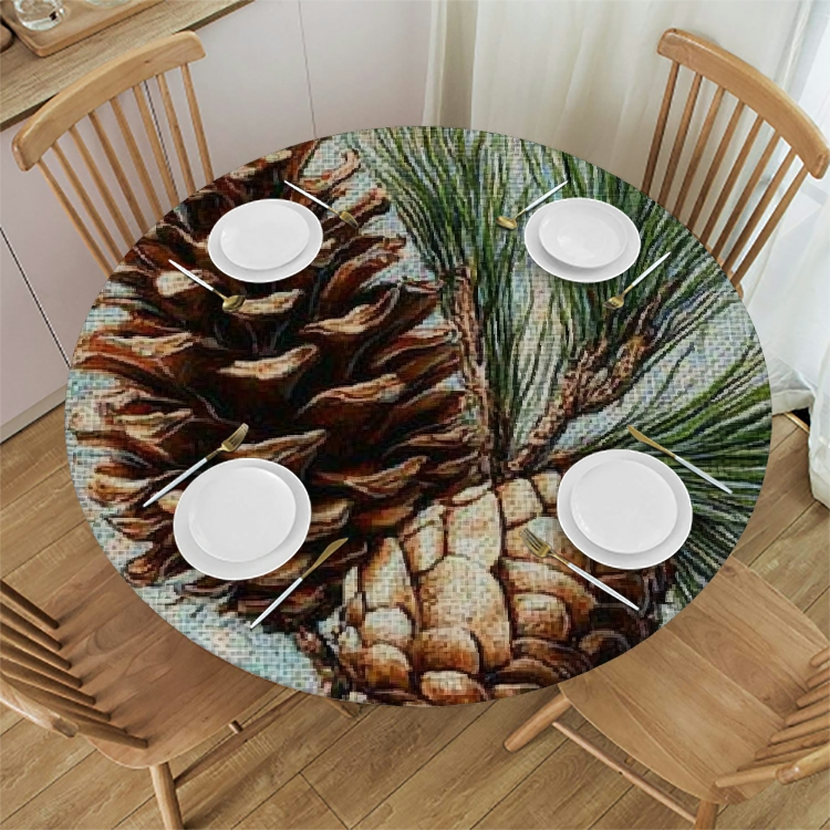 Autua Pine Cone Pine Branch Generative Art Round Tablecloth 100% ...