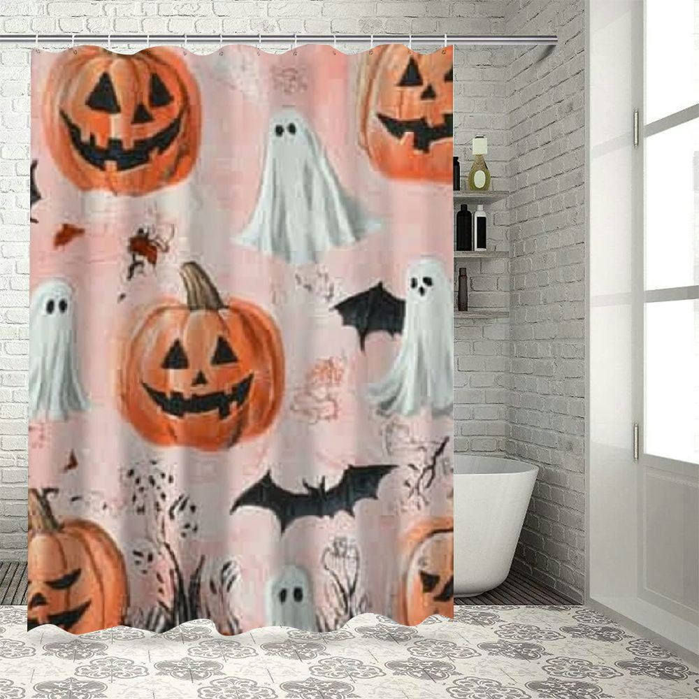 Autua Pumpkins Bats Ghost Chic Modern Bathroom Decor Shower Curtain ...