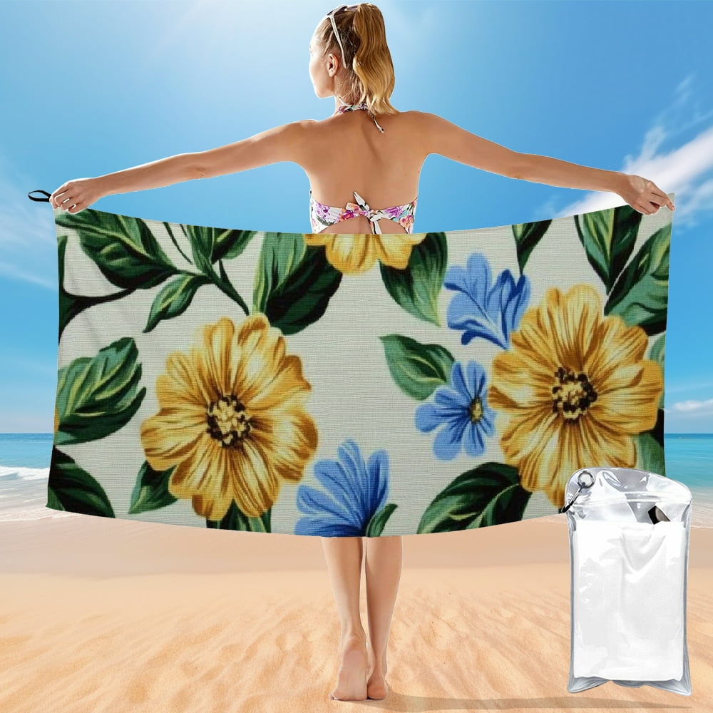 Autua Quick Dry Bath Towel Flowered Green Leaves Baroque 27.5x55in ...