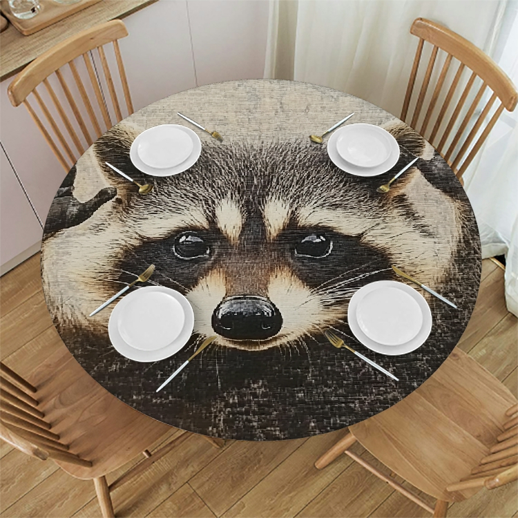 Autua Raccoon Claws Cave Round Tablecloth Stain-Resistant 100% ...