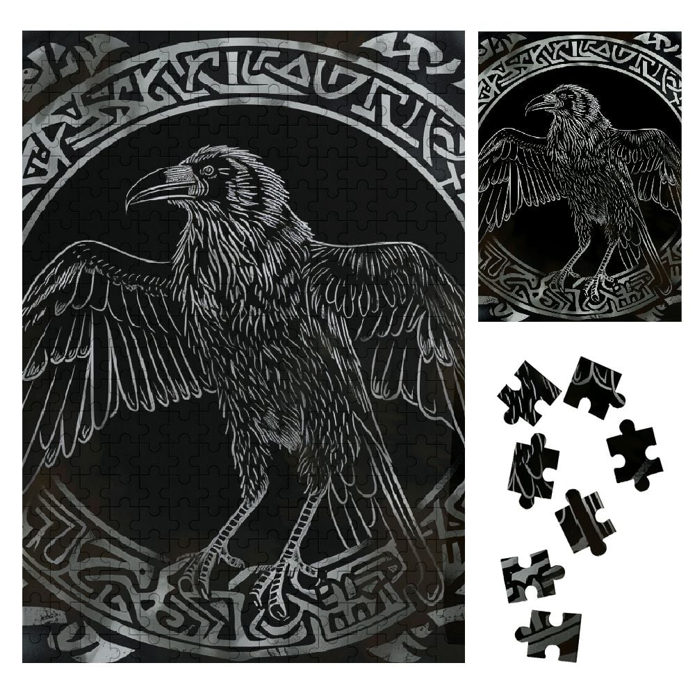 Autua Raven Banner Symbols Wooden Jigsaw Puzzle Challenging Difficult ...