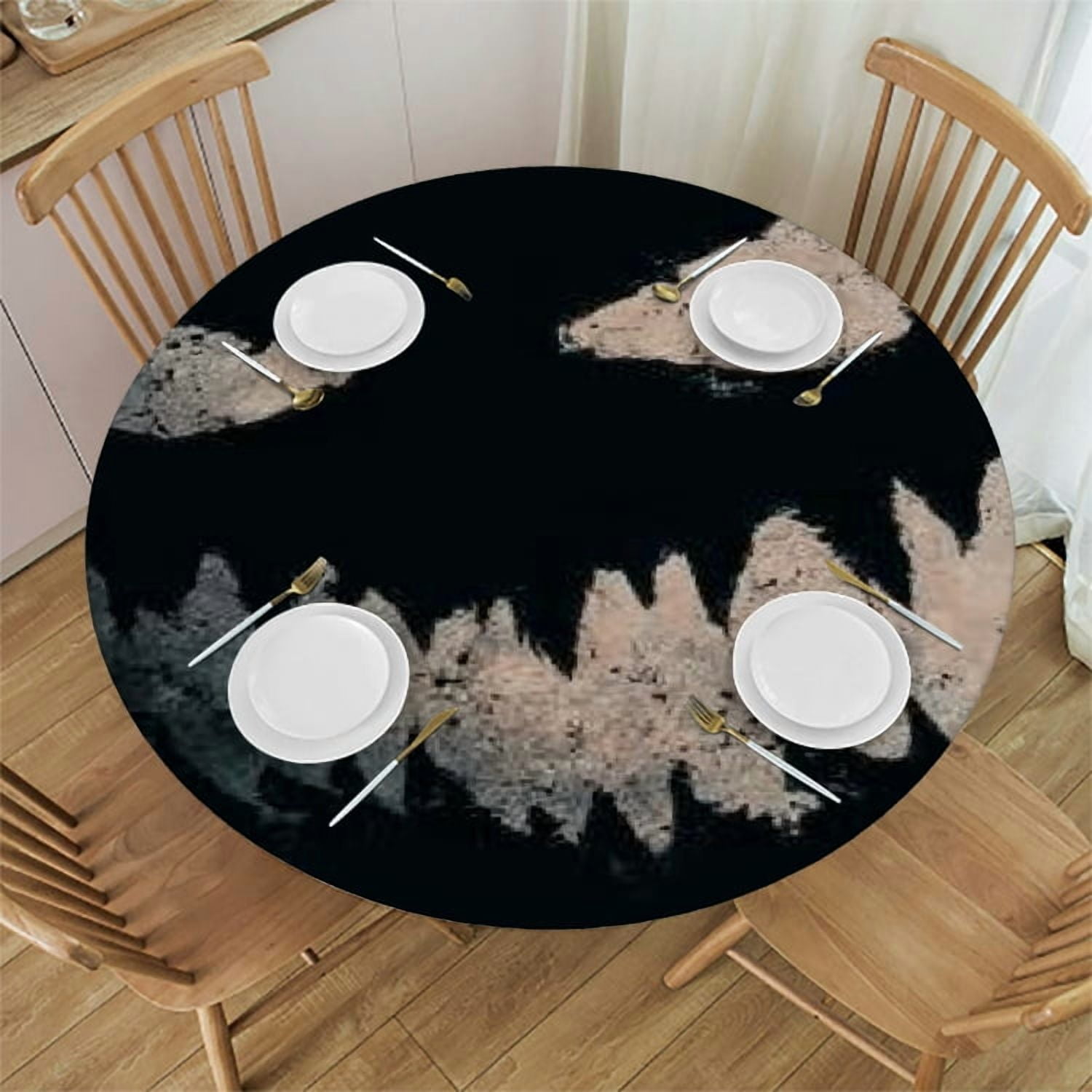 Autua Scary Face Dark Side Of The Moon Round Tablecloth 100% Polyester ...
