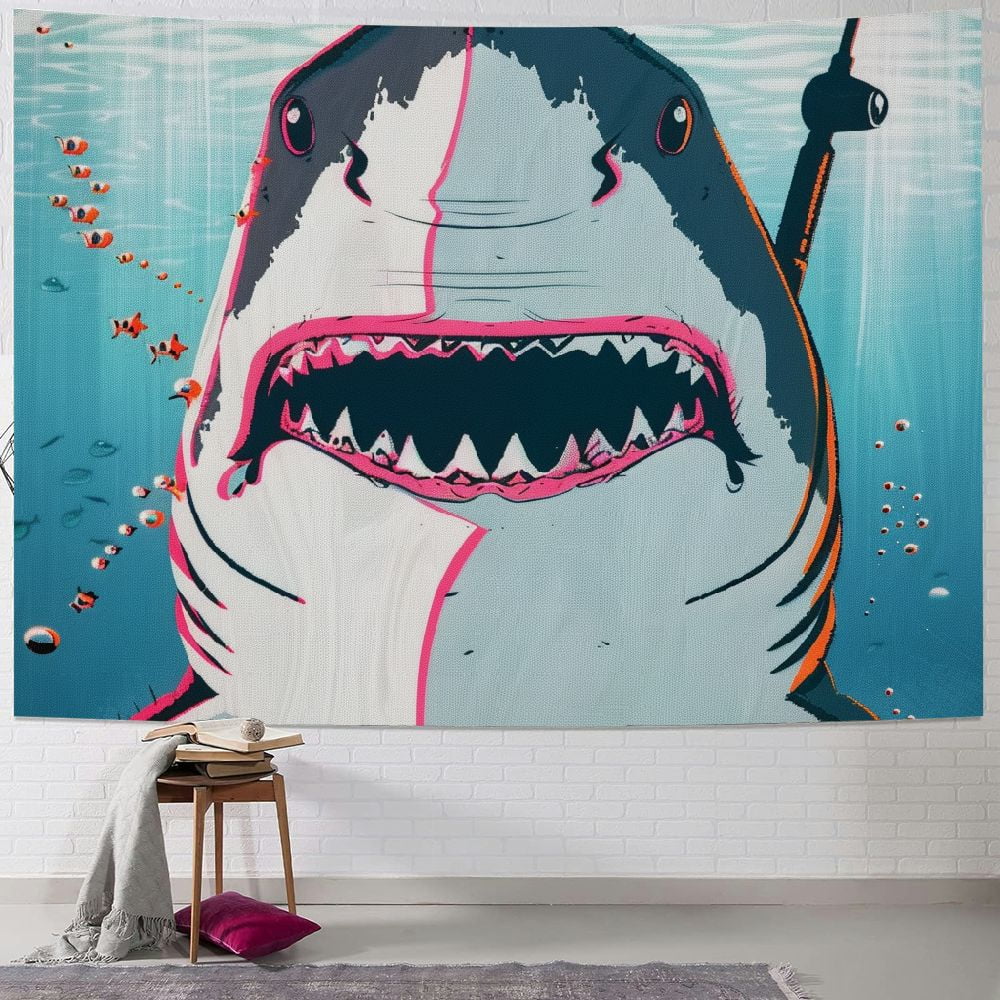 Autua Shark Tapestry Wall Hanging Unique Style Graphic Tapestries Home ...