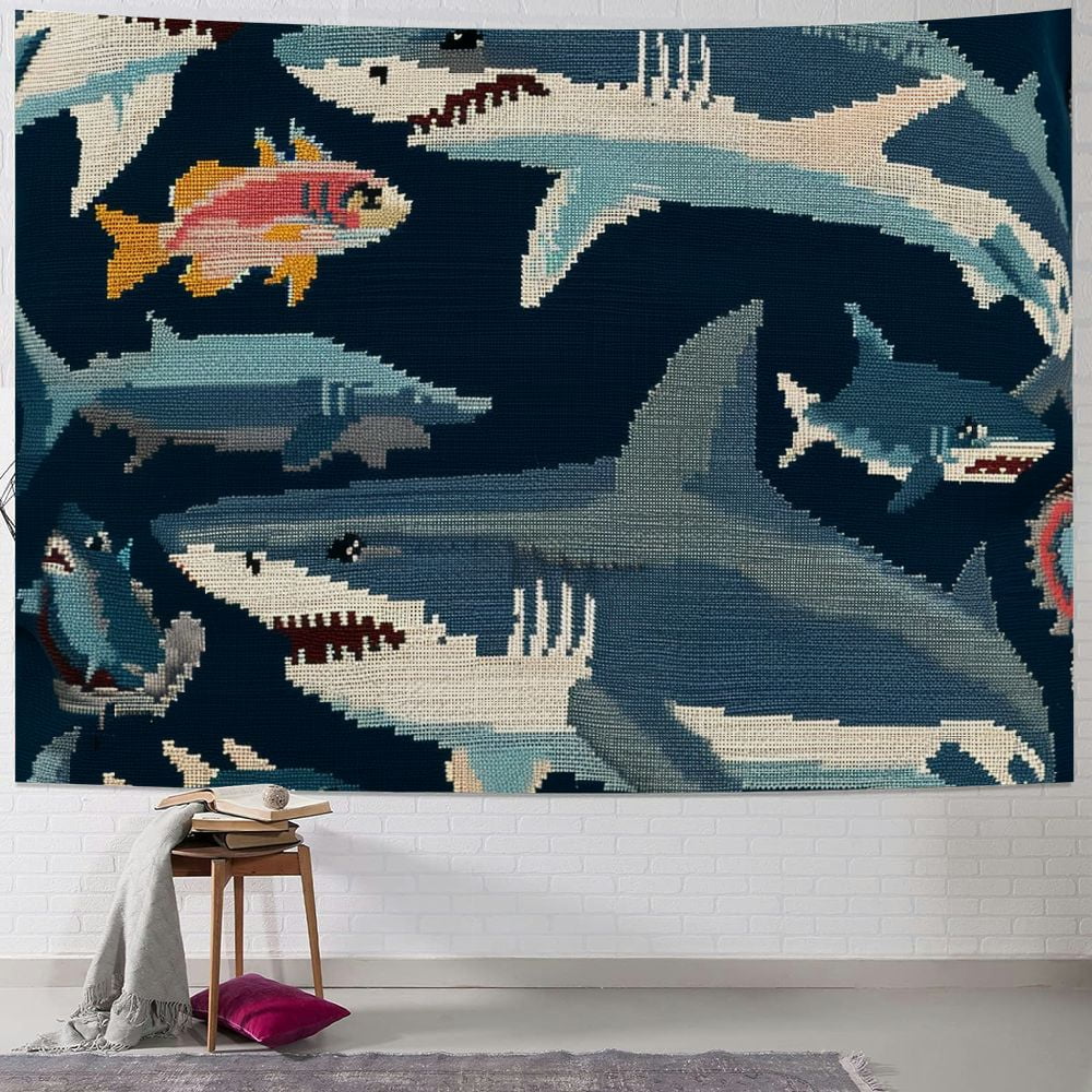 Autua Sharks Tapestry Wall Hanging Graphic Tapestries Home Wall Decor ...