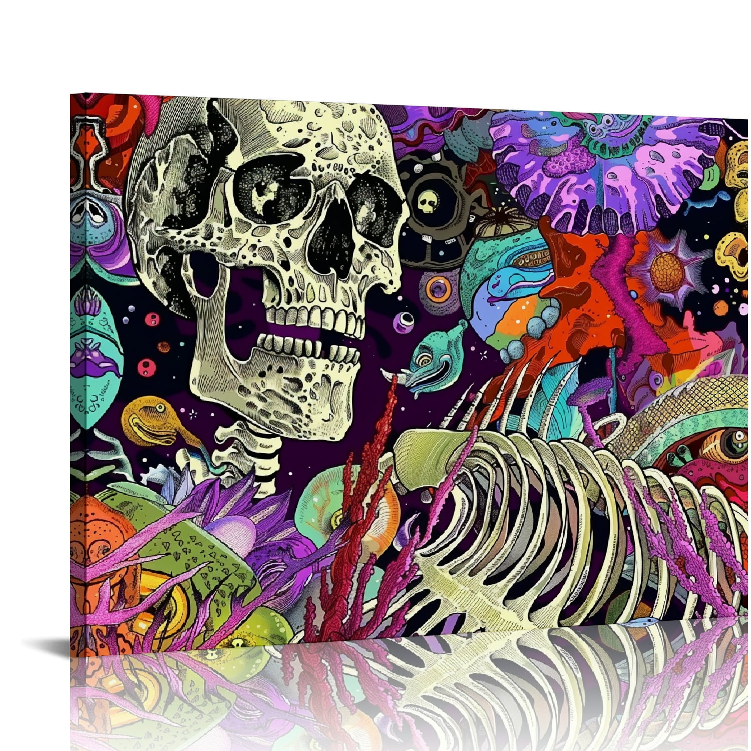 Autua Skeleton Fish Psychedelic Art Modern Canvas Prints Wall Decor ...