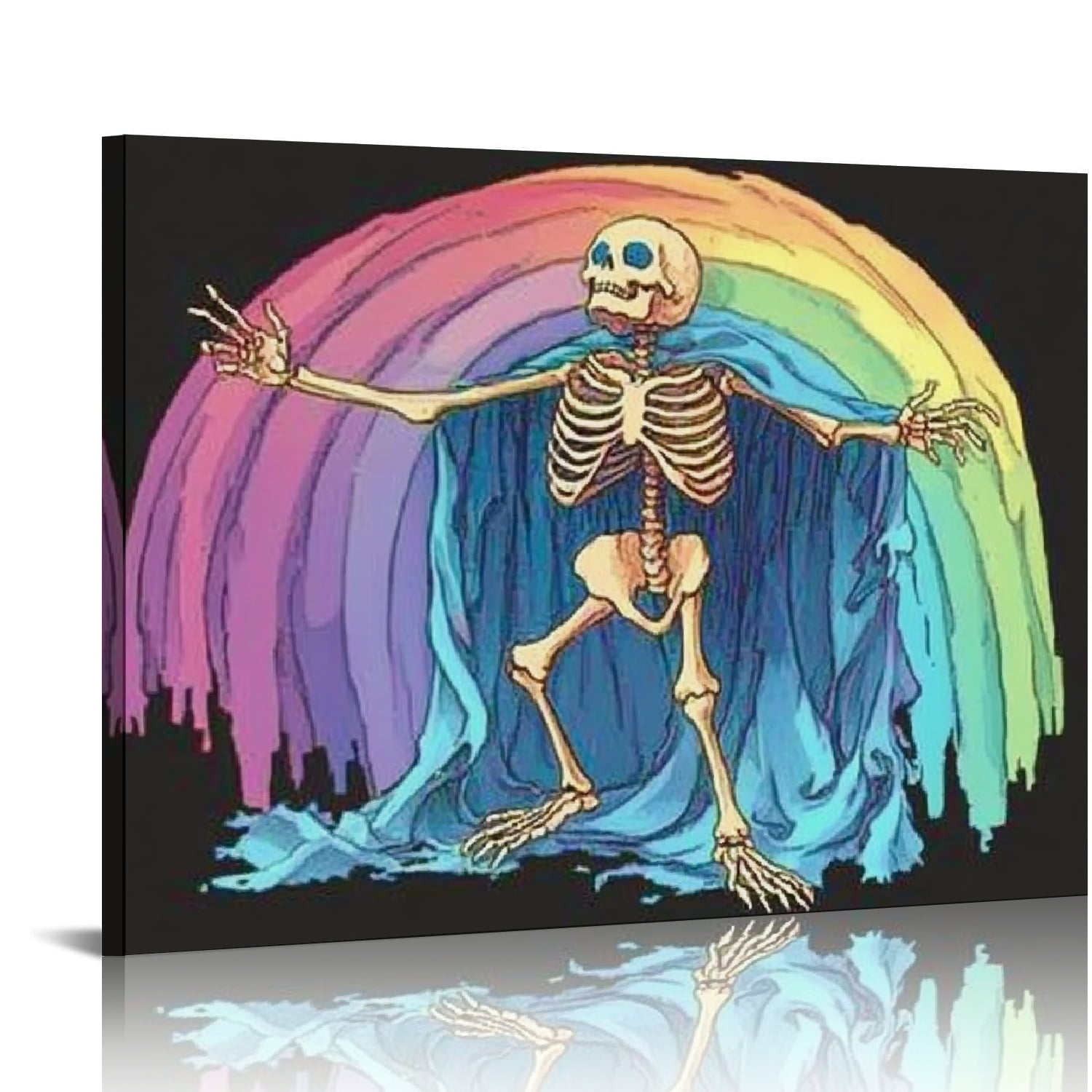 Autua Skeleton Rainbow Death Wall Art Canvas For Home Office Decor ...