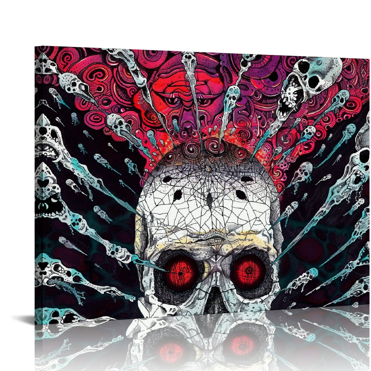 Autua Skull Red-Eye Psychedelic Art Canvas Prints Wall Decor 16x12in ...