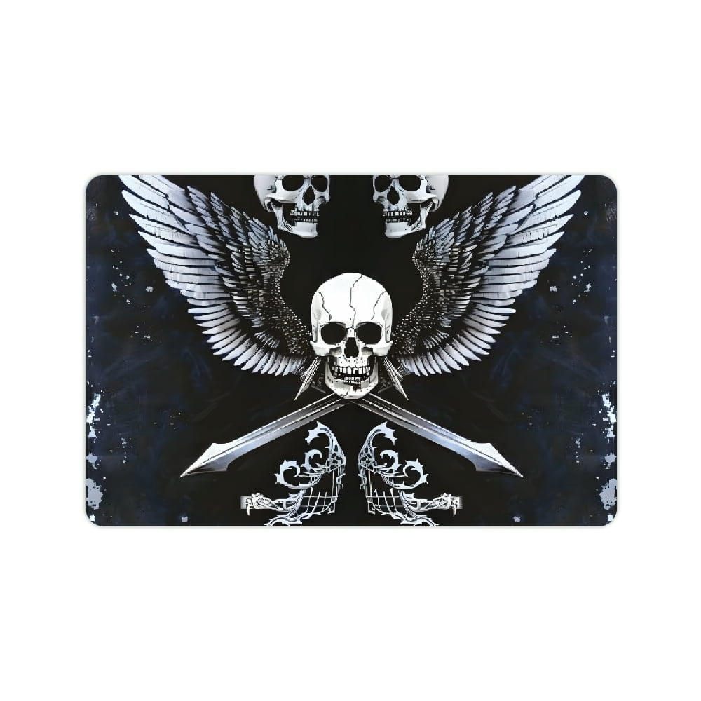 Autua Skull Wings Swords Diatom Mud Bath Mat Home Decor Easy to Clean ...