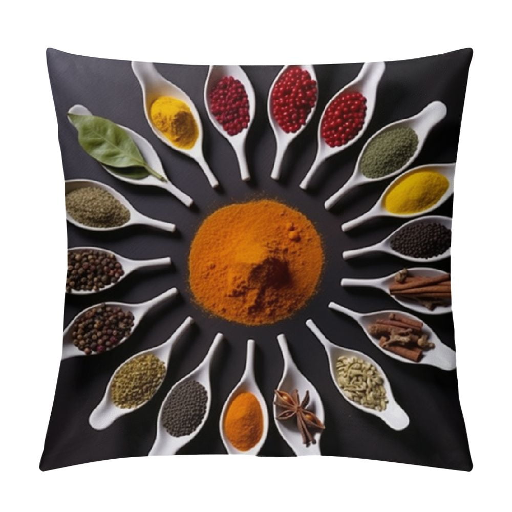 Autua Spices Herbs Circle Graphic Decorative Throw Pillow Cover Home ...