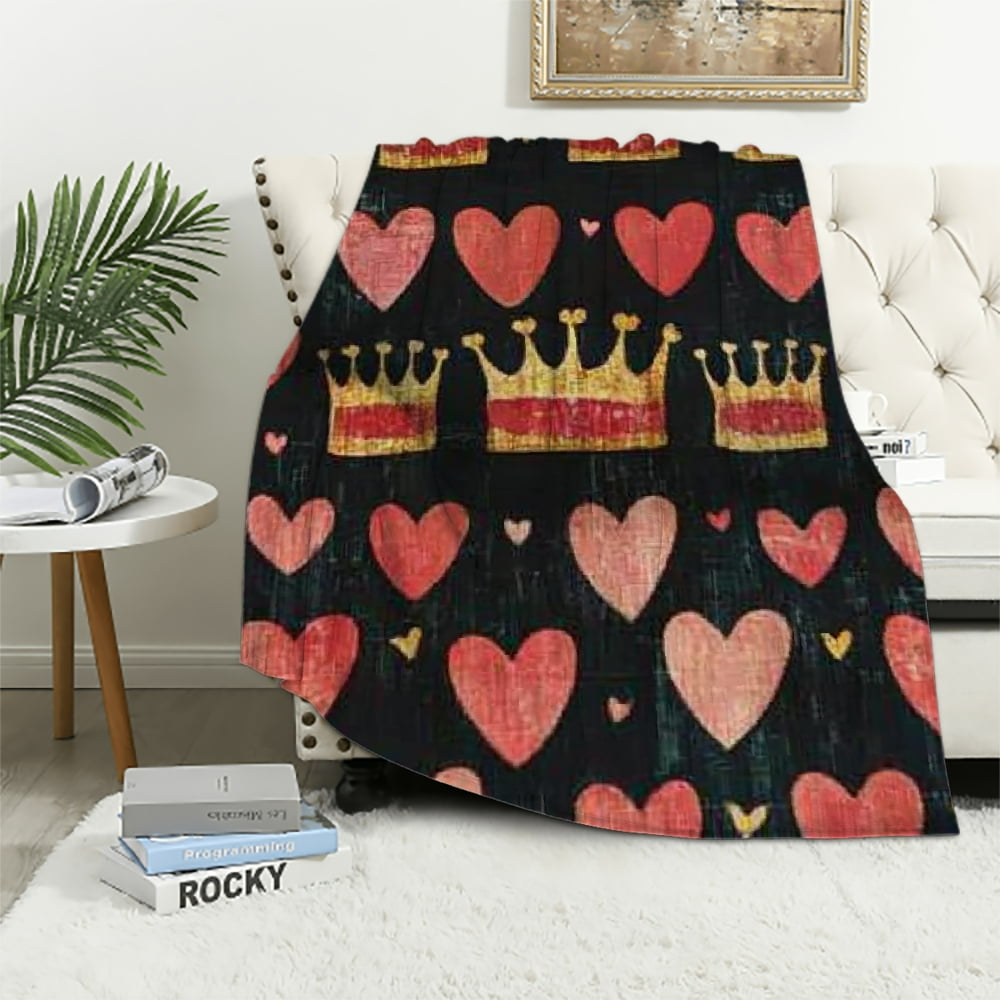 Autua Strawberry Bow Crown Fleece Bed Blanket Pink Kawaii Bowknot Throw Blanket Red Strawberry ...