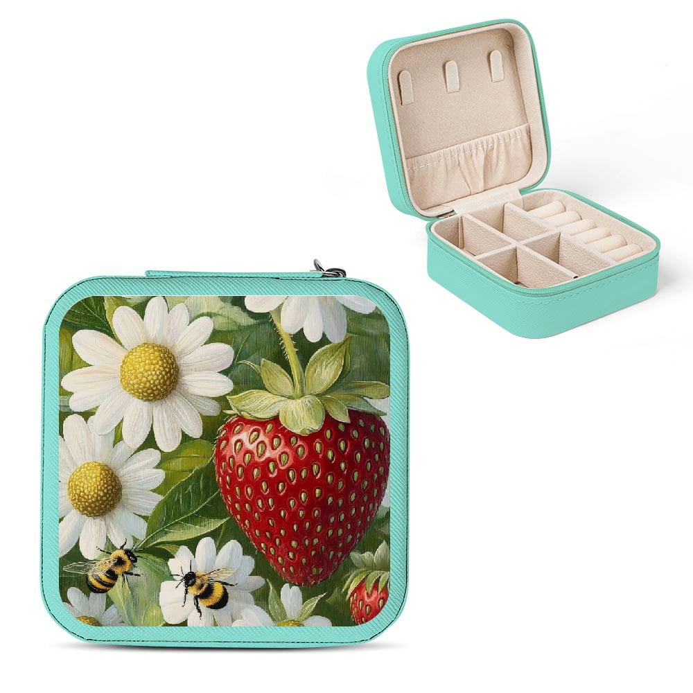 Autua Strawberry Daisy Bee Jewelry Storage Box for Necklaces Rings ...