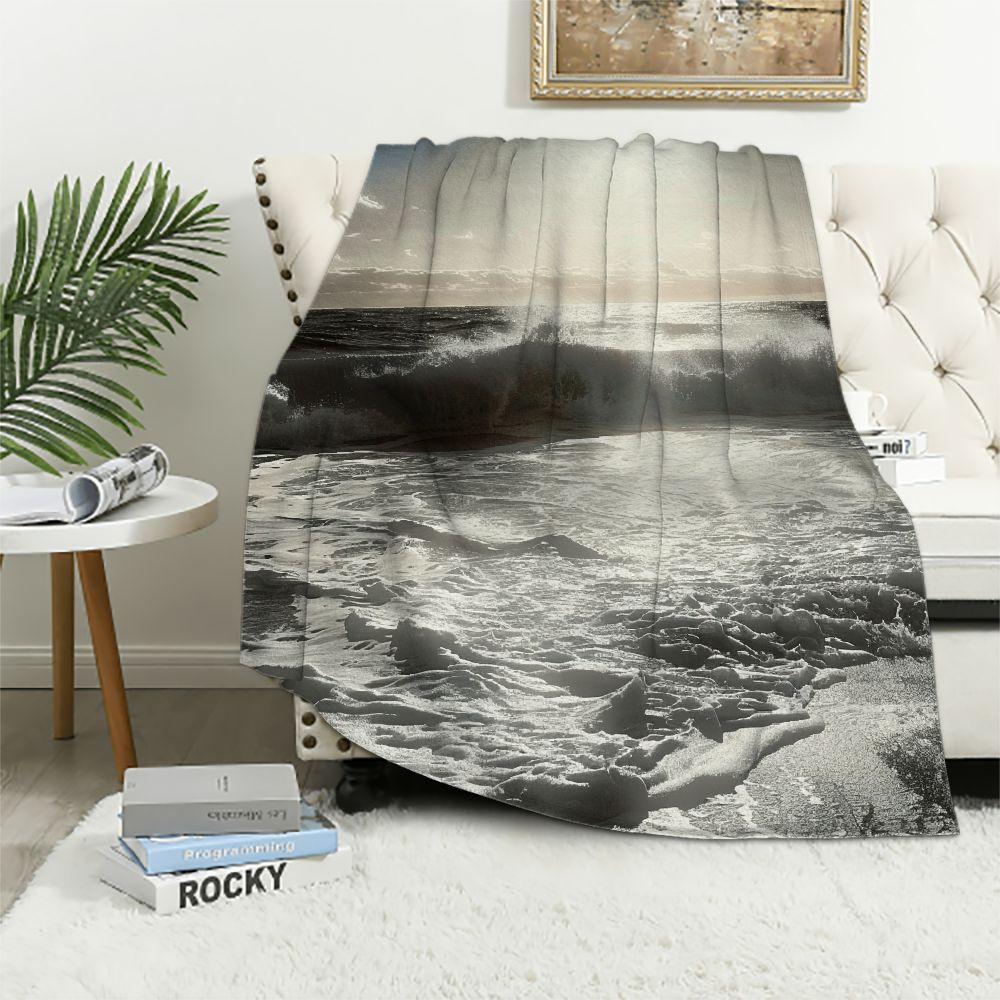 Autua Sun Waves Beach Theme Warm Lightweight Flannel Blanket Soft ...