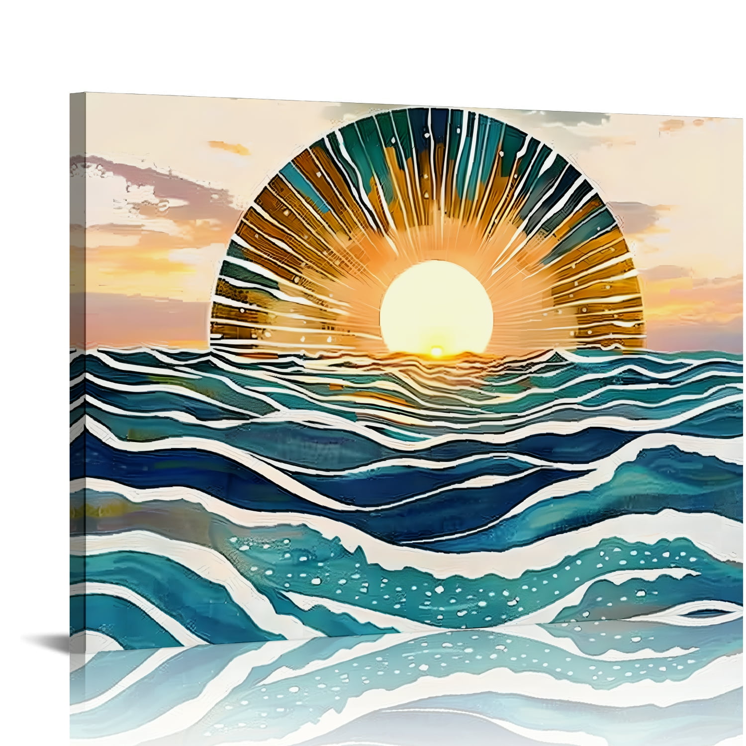 Autua Sun Waves Precisionism Canvas Art Print for Living Room Bedroom ...