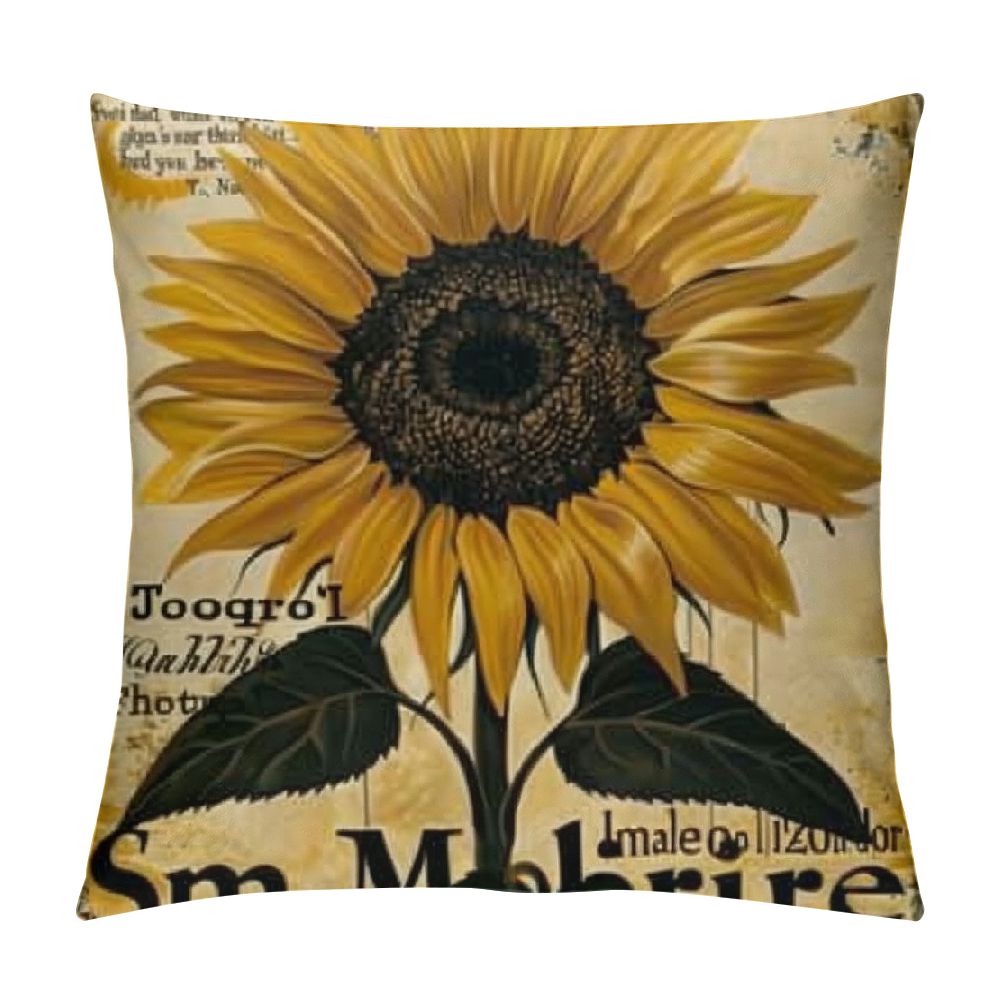 Autua Sunflower Graphic Decorative Throw Pillow Cover for Home Couch ...