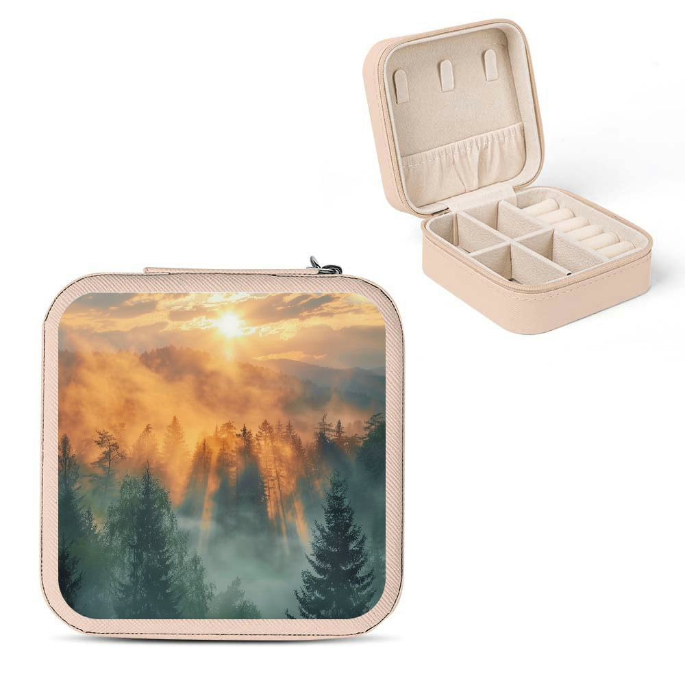 Autua Sunset Fog Compact Jewelry Box for Necklaces Rings Earrings Pink ...
