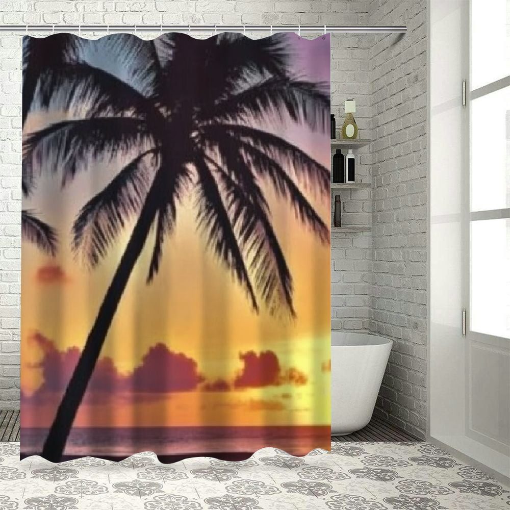 Autua Sunset Palm Trees Surfboard Bathroom Décor Set with Hooks ...