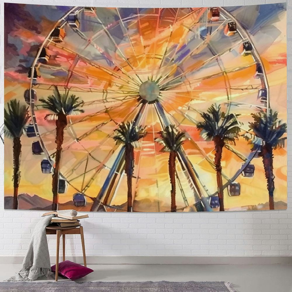 Autua Sunset Palm Trees Tapestry Wall Hanging Unique Style Graphic ...