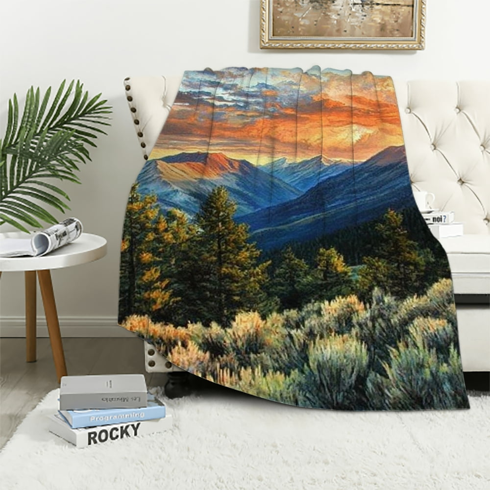 Autua Sunset Trees Mountain Soft Plush Blankets for All Seasons ...