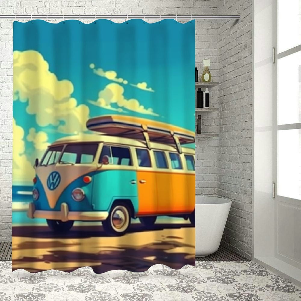 Autua Surfboard Theme Bathroom Décor Set, Graphic Print Polyester ...