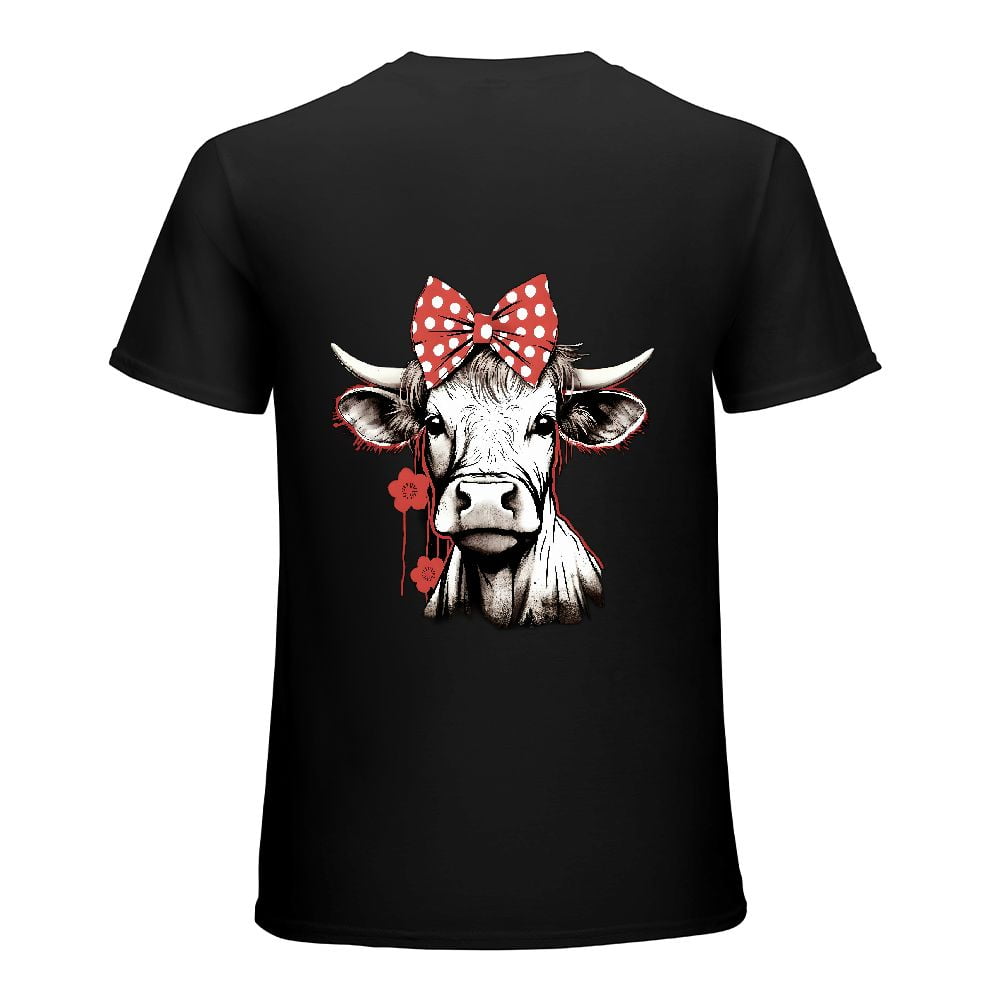 Autua T Shirt for Men Short Sleeve Cropped T-Shirt Highland Cow Pattern ...