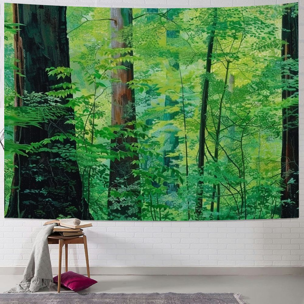 Autua Tall Trees Green Foliage Tapestry Wall Hanging Unique Style Home ...