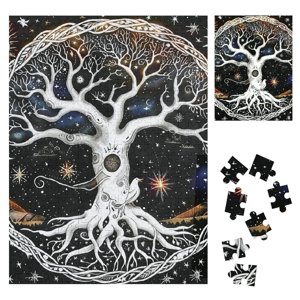 Autua Tree of Life Stars Moon Wooden Jigsaw Puzzle Vertical Style Gift ...