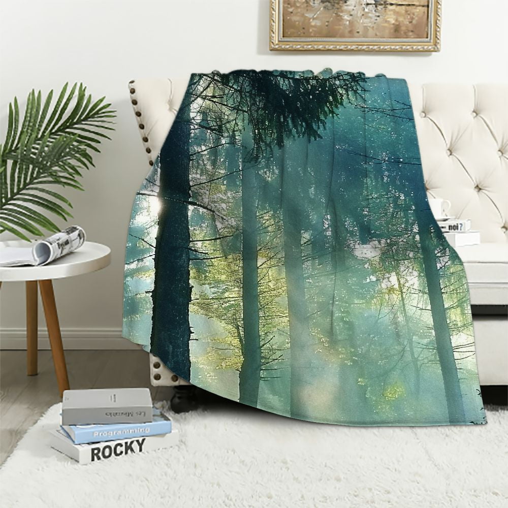 Autua Trees Fog Sunlight Warm Lightweight Blanket Soft Fleece Blankets ...