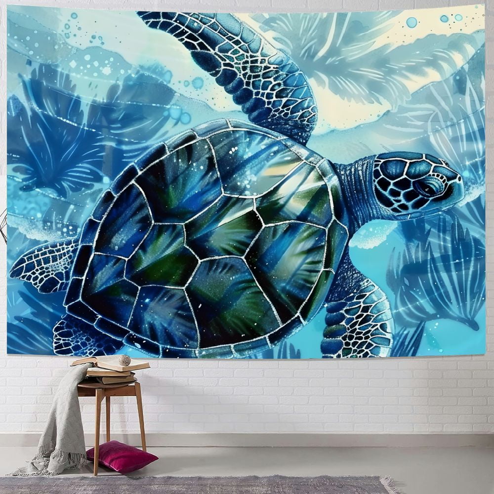 Autua Turtle Ocean Blue Water Tapestry Wall Hanging Unique Style for ...