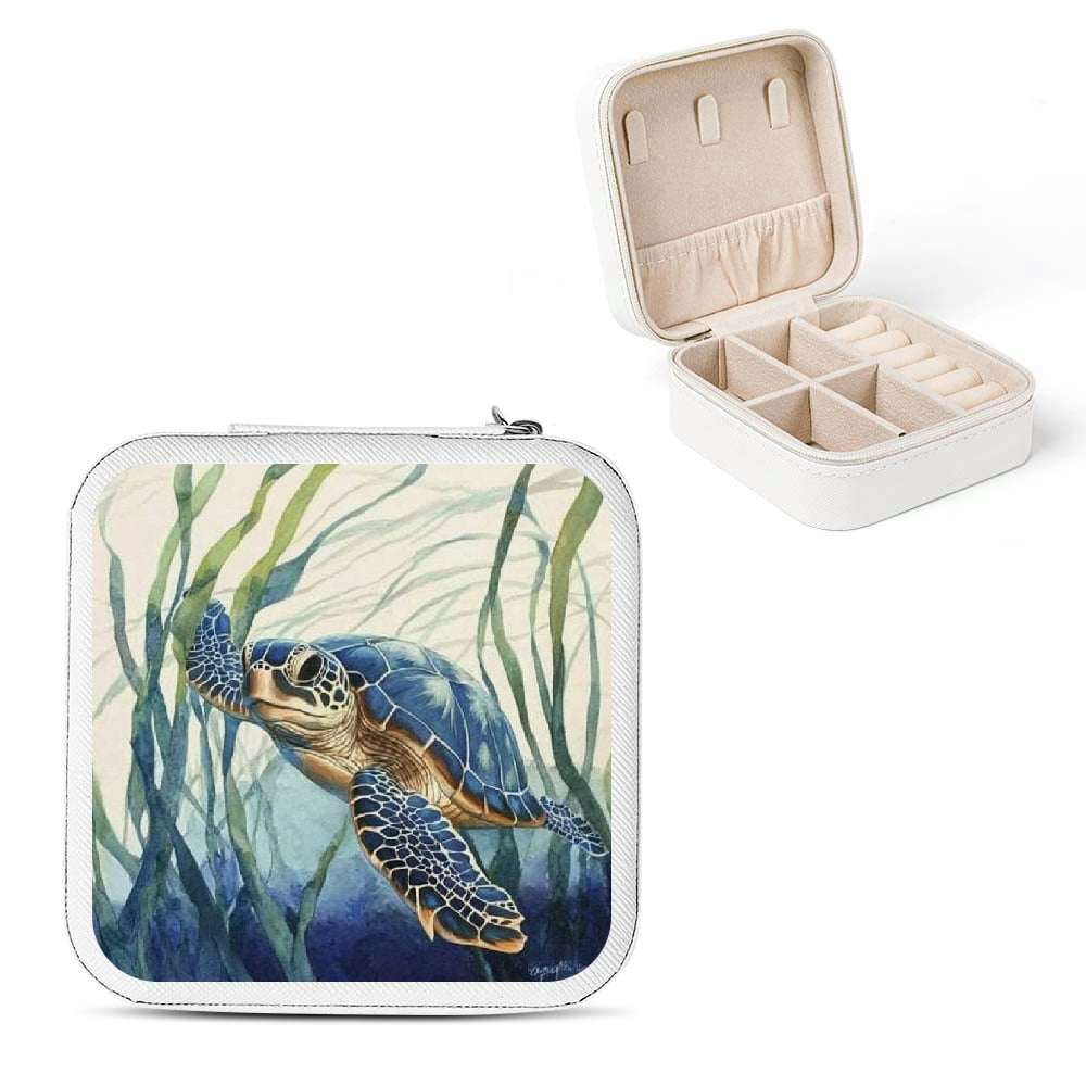 Autua Turtle Seaweed Jewelry Box for Necklace, Ring, Earring - Compact ...