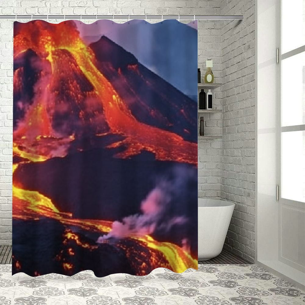 Autua Volcano Eruption Bathroom Décor Set with Hooks, 100% Polyester ...