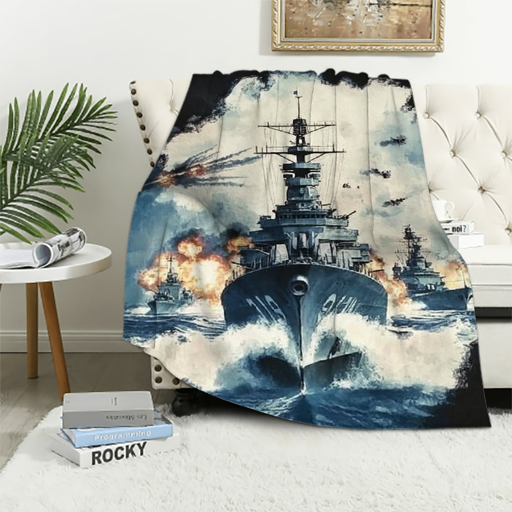 Autua WW2 Warship Battleship Cruisers Naval Fleet Throw Blanket Print ...
