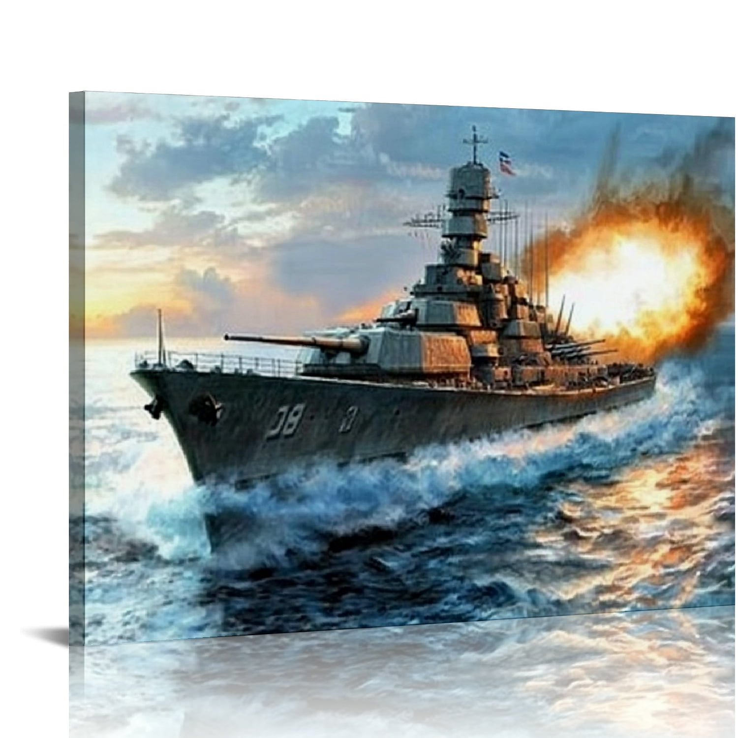 Autua Warship Art Naval Ship Vintage Canvas Wall Art Picture Print ...