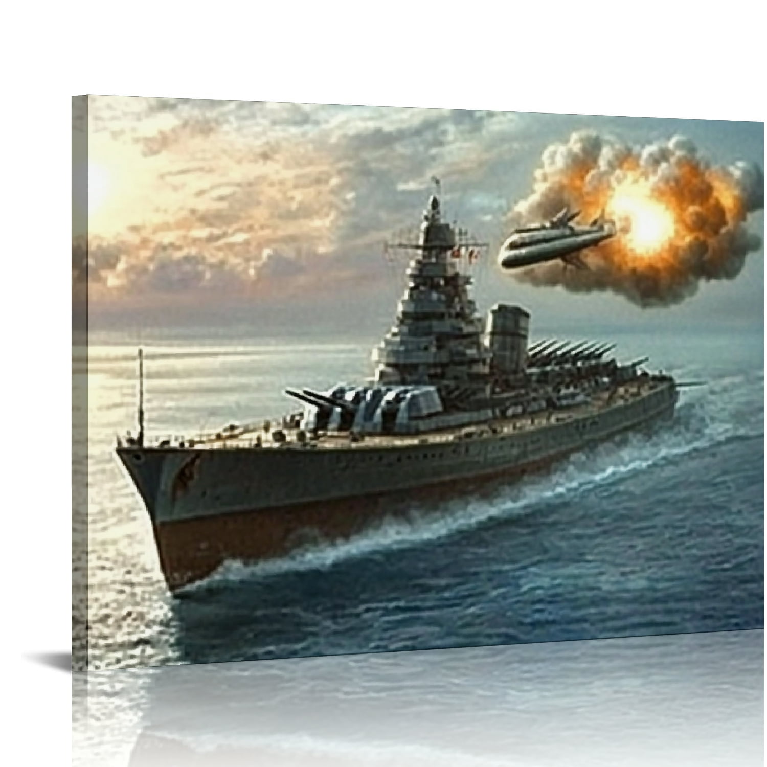 Autua Warship Art Navy Ship Vintage Canvas Picture Print Wall Art ...