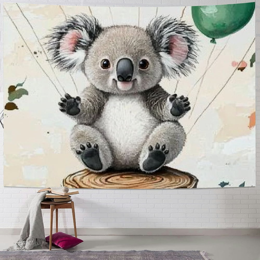 Autua Watercolor Koala Tapestry Cute Cartoon Wild Animal Wildlife ...