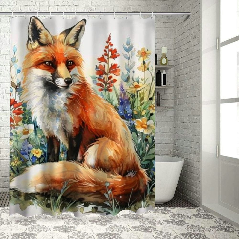 Autua Watercolor Shower Curtain Set with Hook, High Quality Fabric ...