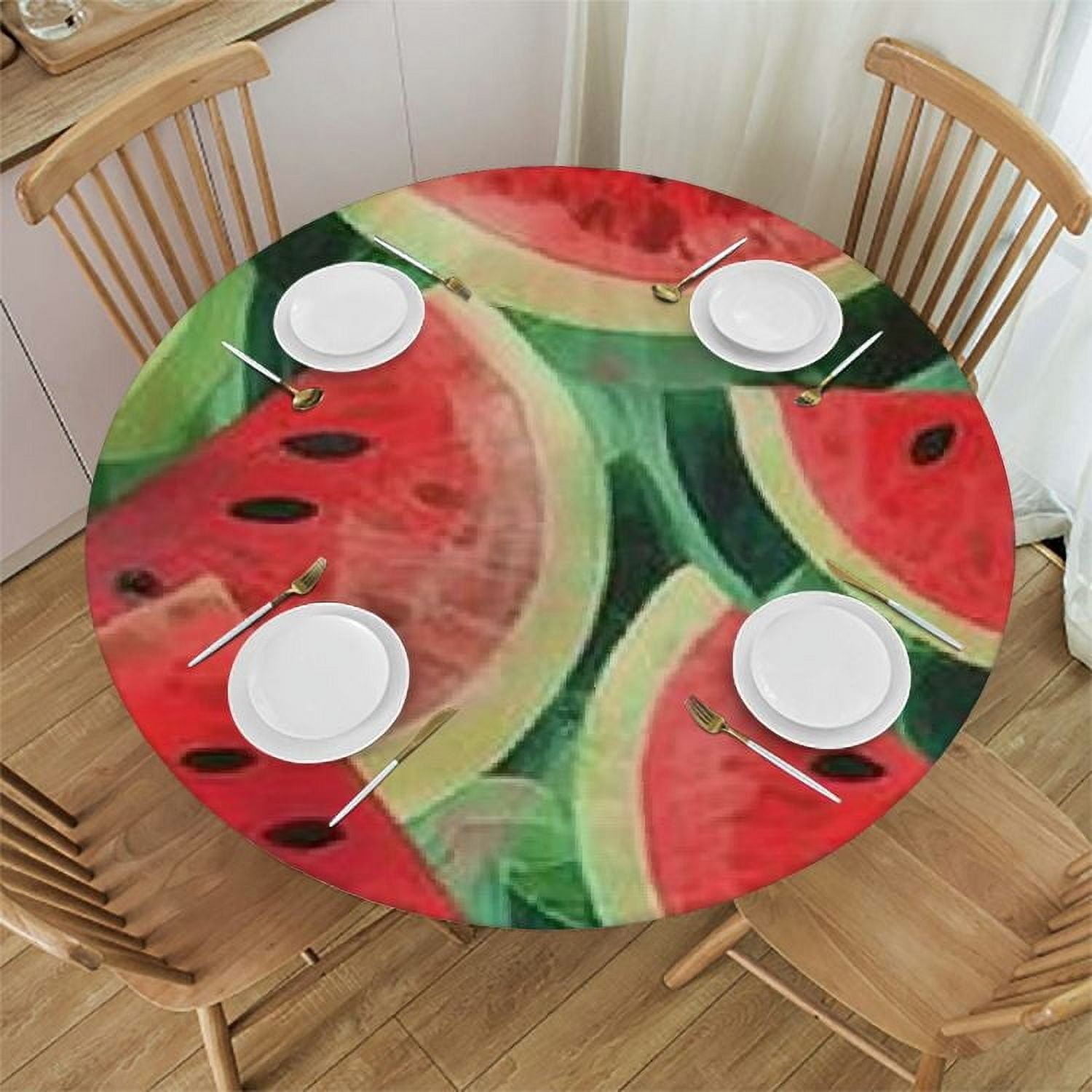 Autua Watermelon Slices Round Tablecloth, Stain-Resistant, Washable for ...
