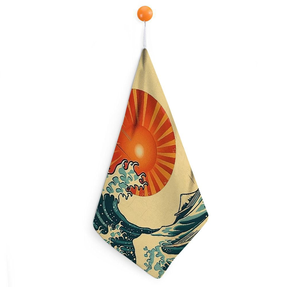 Autua Wave Sun Grungy Effect Hand Drying Towels with Loop 11.8x11.8in ...