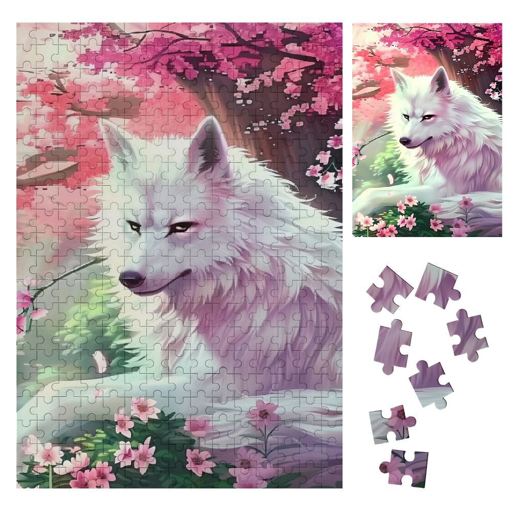 Autua Wolf Forest Flowers Wooden Puzzle Vertical Impossible Wooden ...
