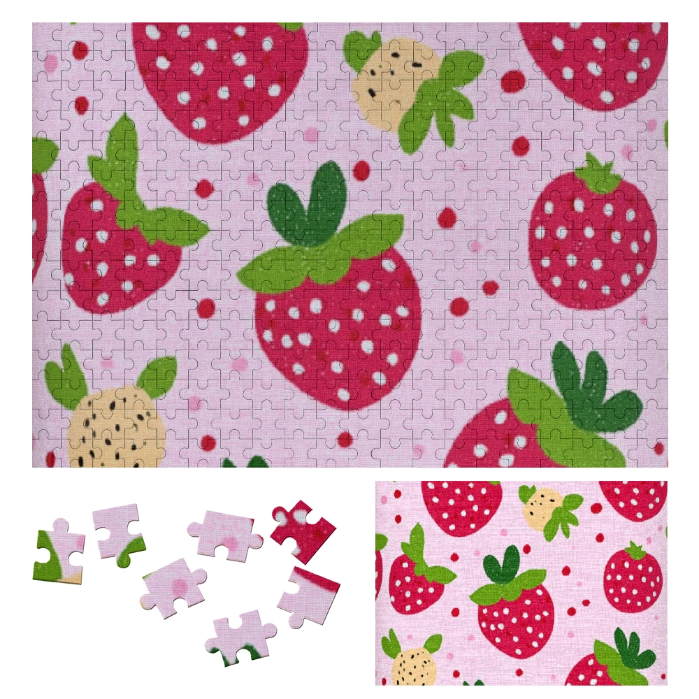 Autua Wooden Jigsaw Puzzle Pink Strawberry Polka Dots Gift for Adults ...