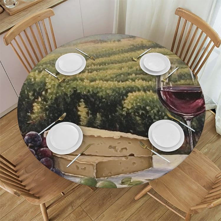 Autua cheese wine round tablecloth |stain resistant and washable |ideal ...
