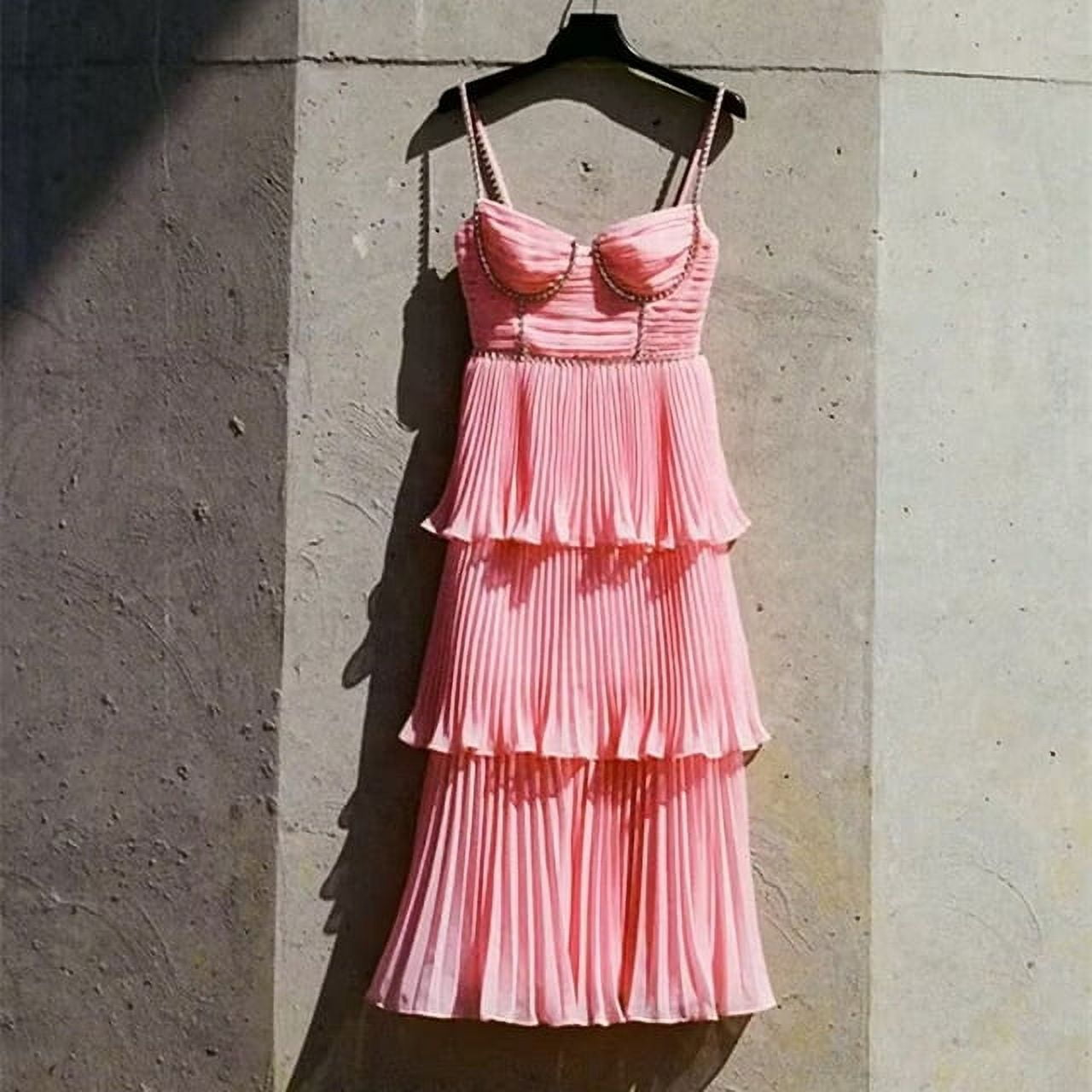 Autumn 2022 New Arrive Three Colors Chiffon Pleated Women Midi Dress ...