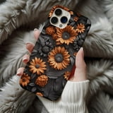 Autumn 3D Fall Floral Pattern in Orange and Black Phone Case 11 12 13 ...