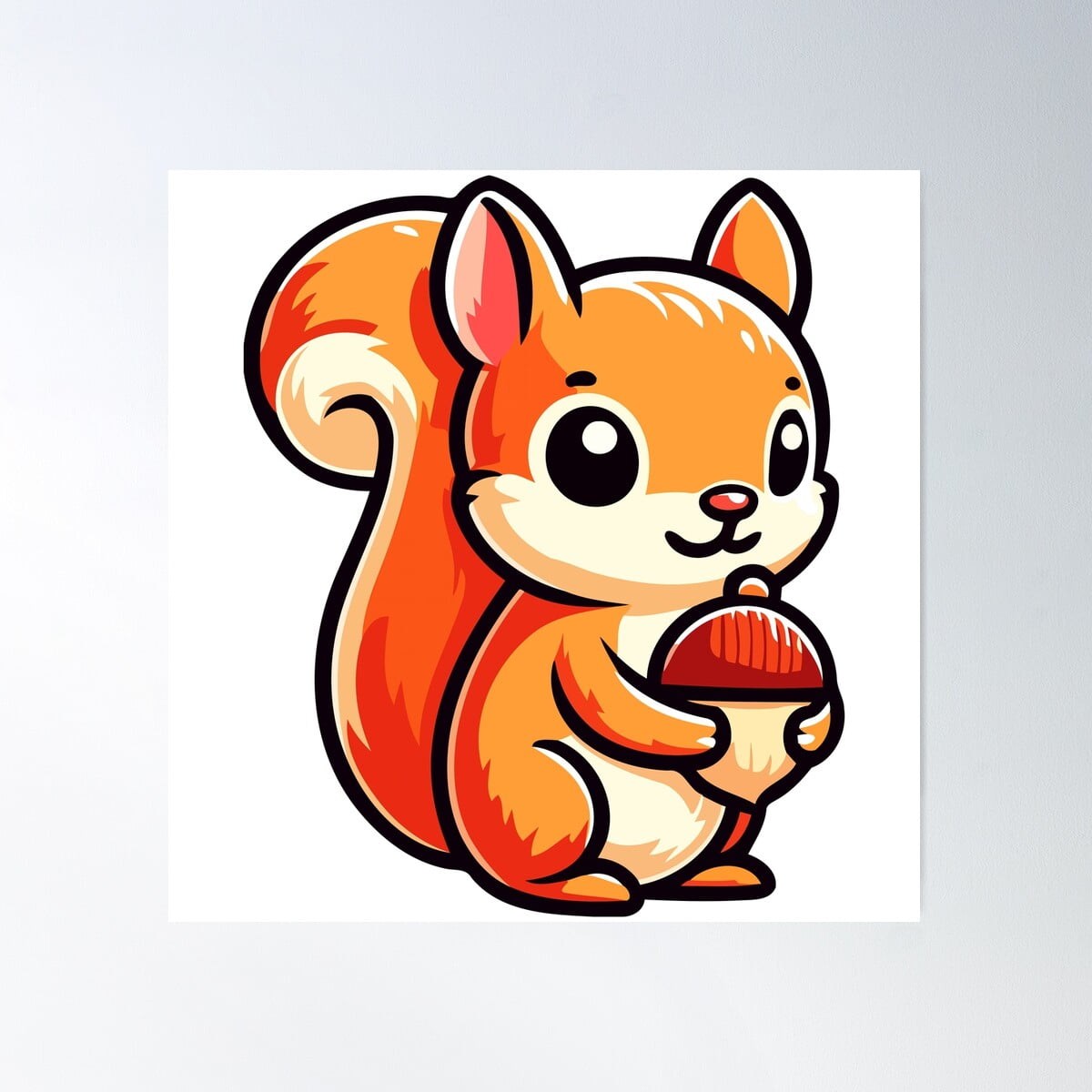 Autumn Acorn Harvest - Adorable Squirrel Collecting Acorns Poster Wall ...