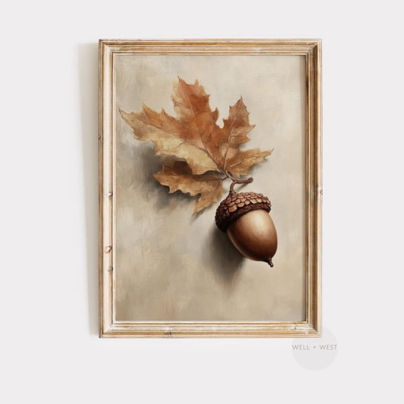 Autumn Acorn Poster Acorn Poster Rustic Neutral Fall Art Thanksgiving ...