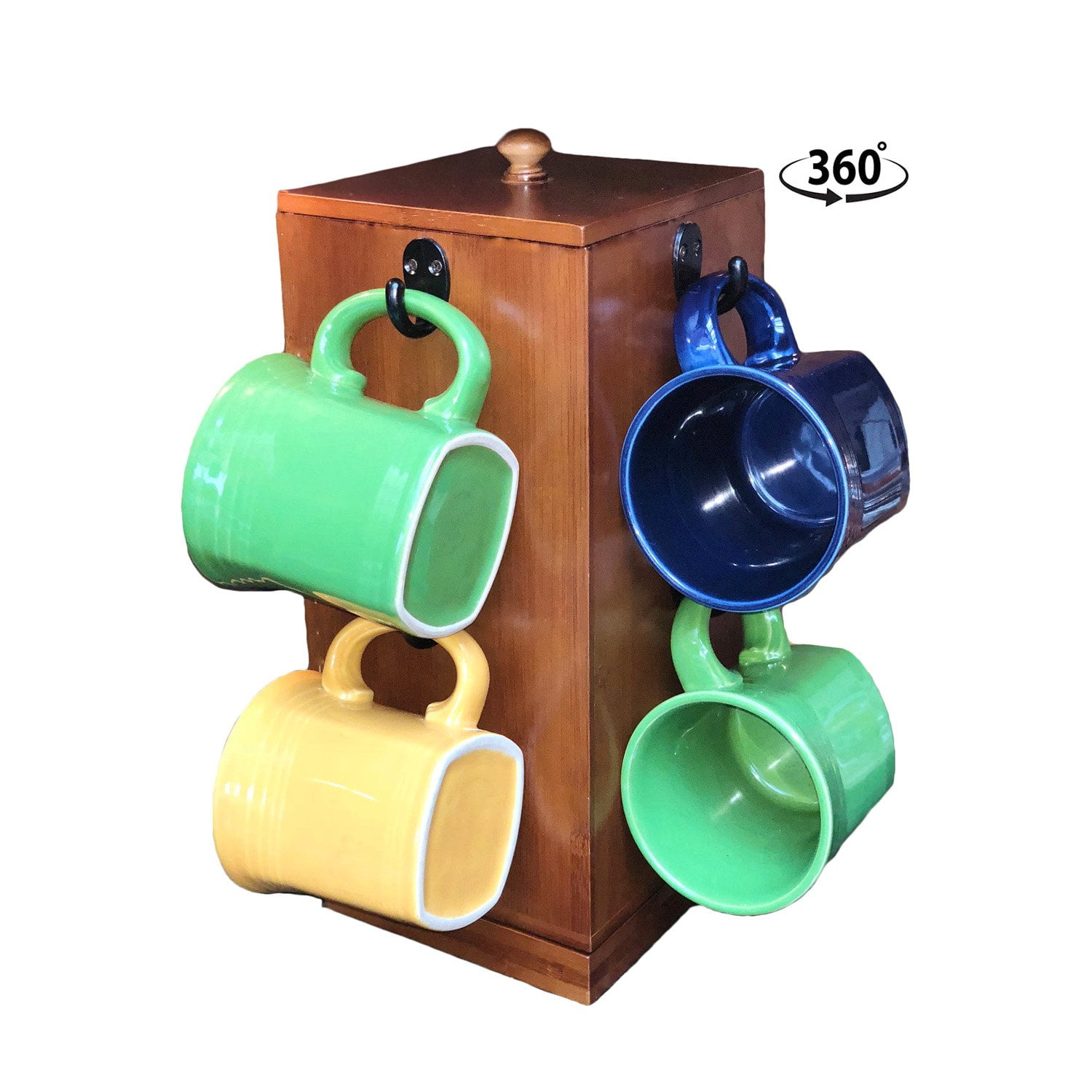 Autumn Alley Bamboo Rotating Mug Rack with Removable Lid for Easy ...